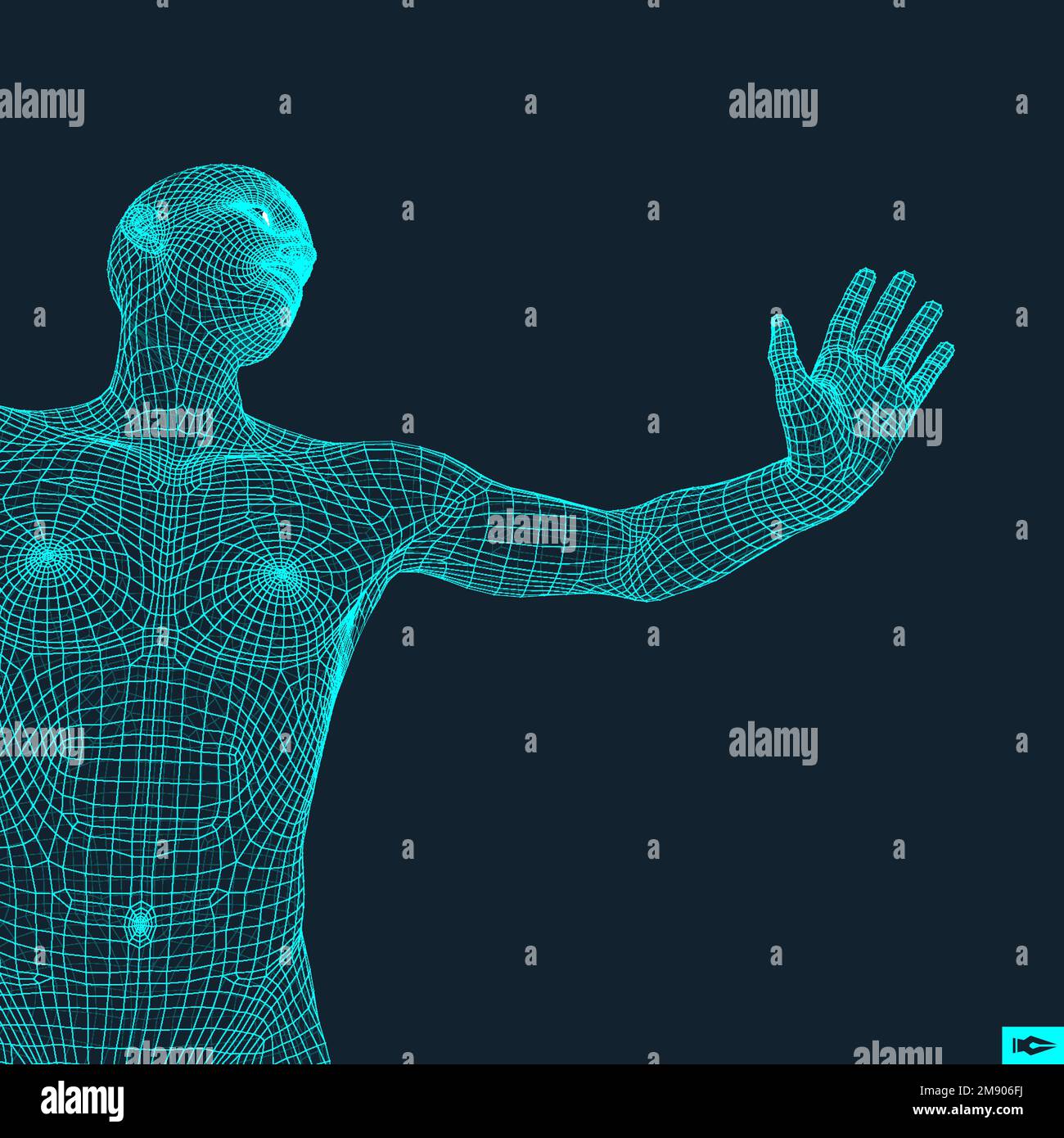 3D Model of Man. Human Body Wire Model. Design Element. Technology ...