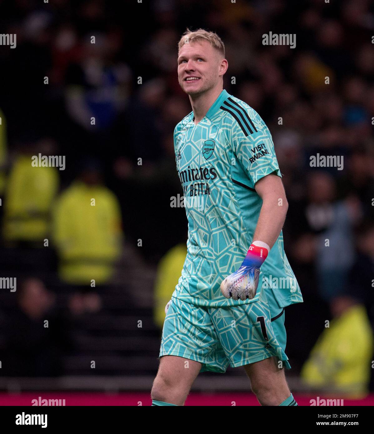London, UK. 15th Jan, 2023. Aaron Ramsdale, the goalkeeper of Arsenal ...