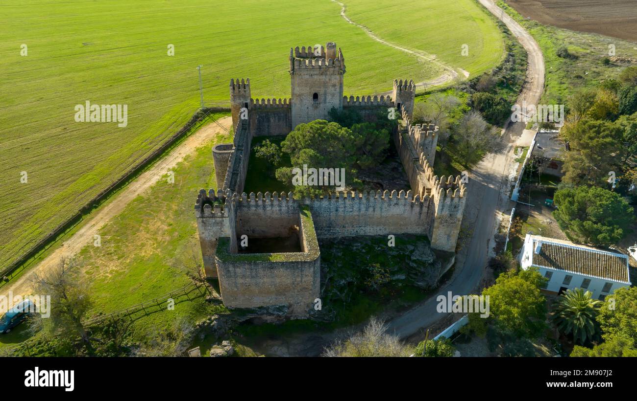 aerial view of the castle of Las Aguzaderas in the municipality of El ...