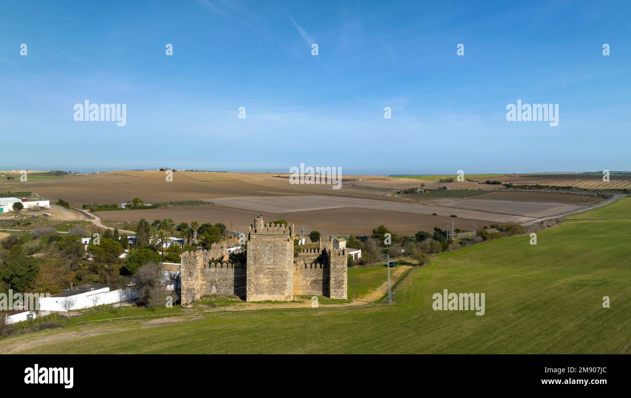aerial view of the castle of Las Aguzaderas in the municipality of El ...