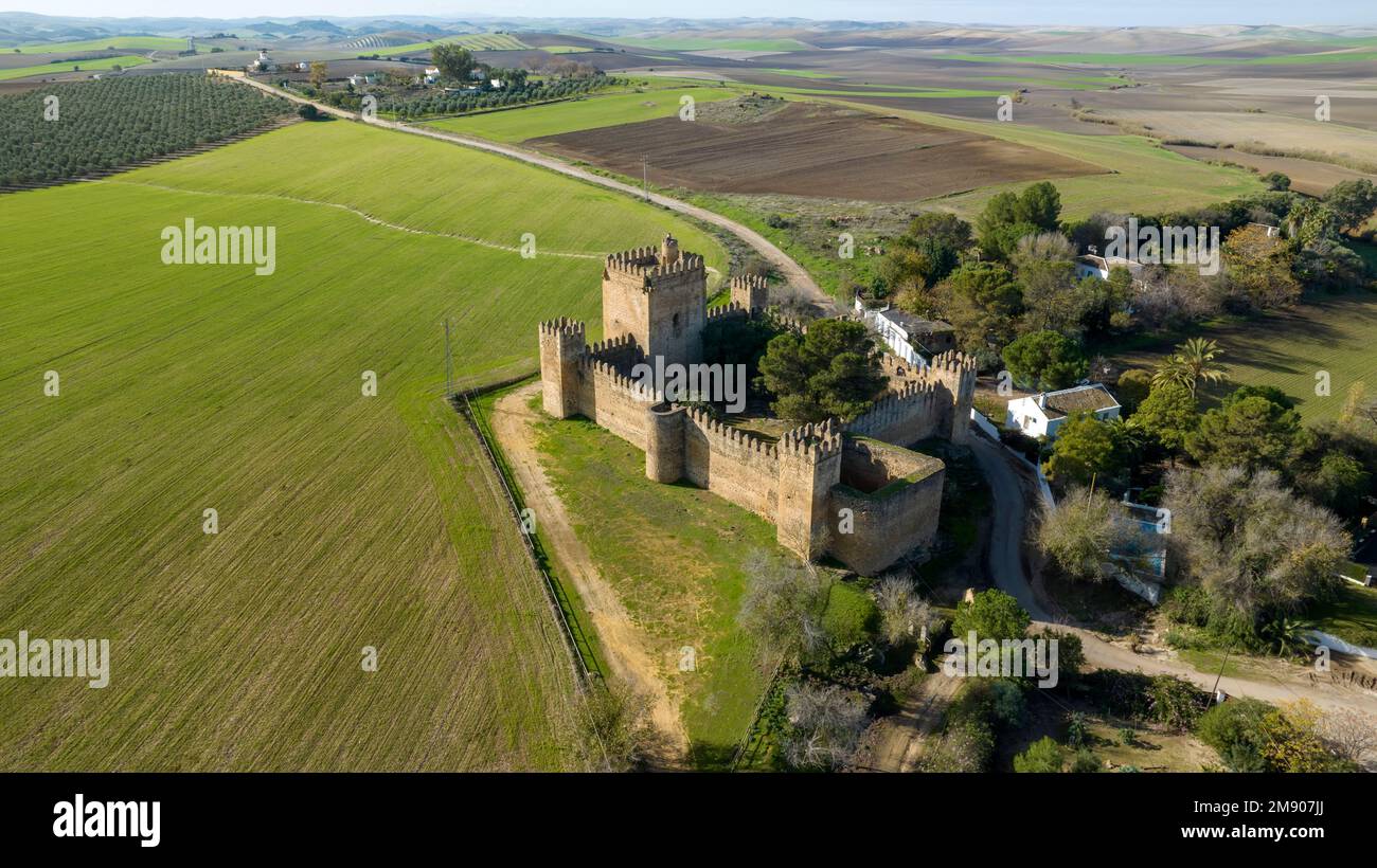 aerial view of the castle of Las Aguzaderas in the municipality of El ...