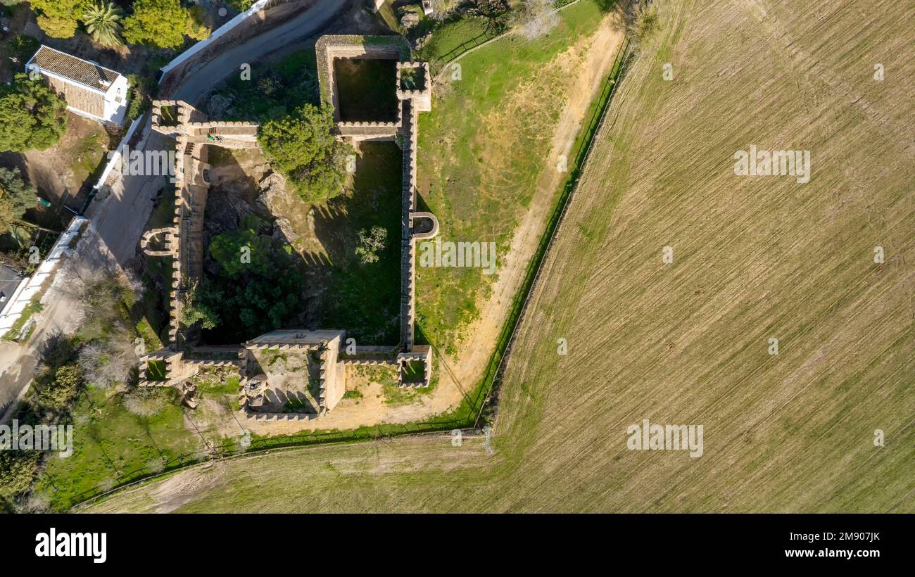 aerial view of the castle of Las Aguzaderas in the municipality of El ...