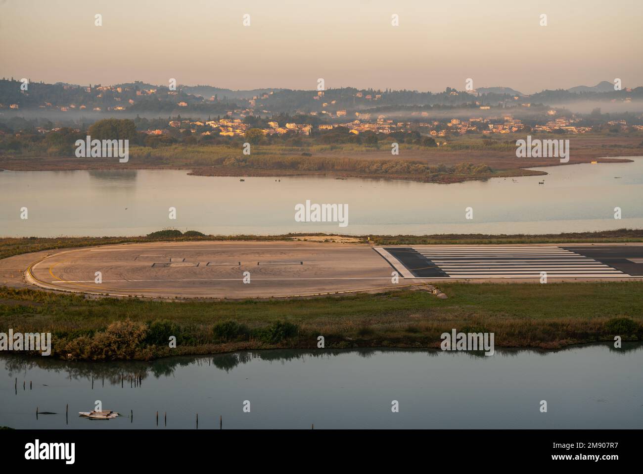Approach to the airport runway in Corfu,Greece Stock Photo - Alamy