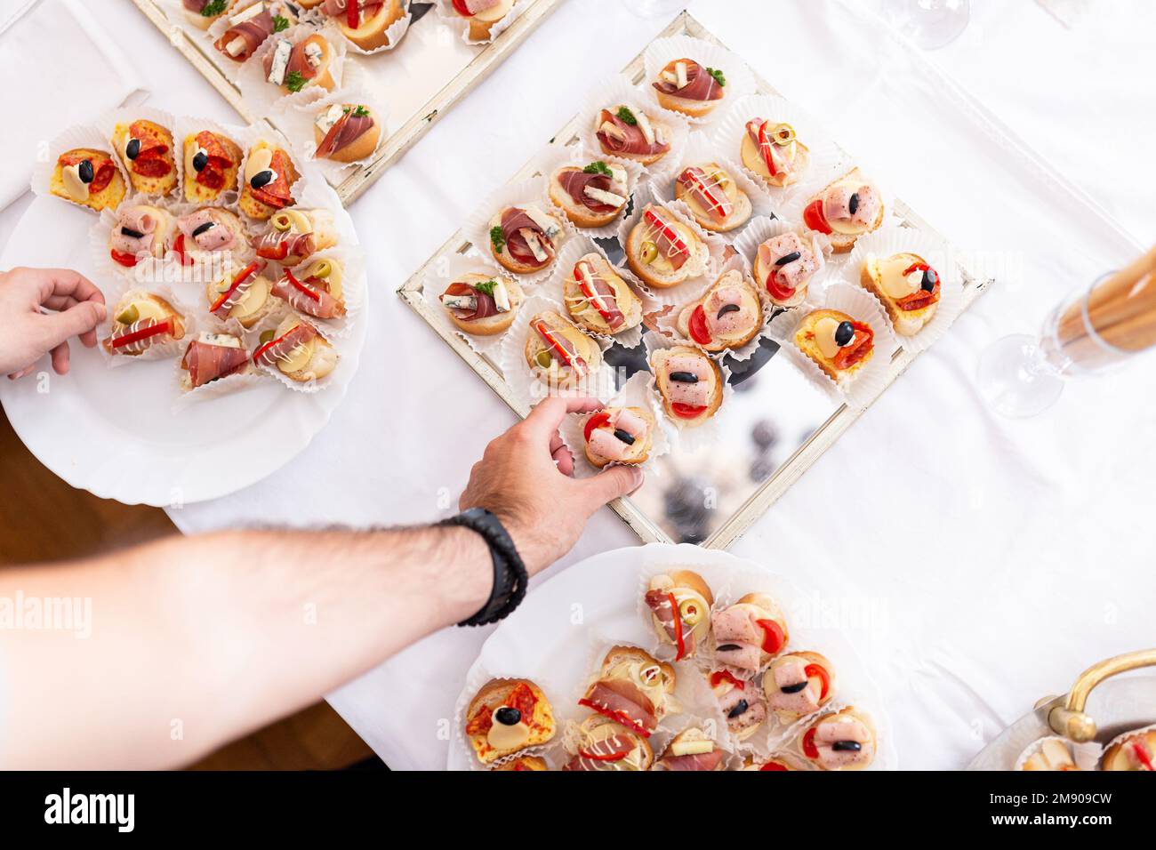 Top view hand picking slice hi-res stock photography and images - Alamy