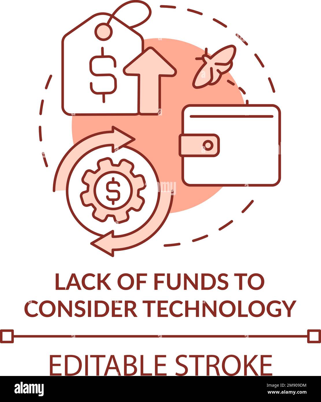 Lack of funds to consider technology red concept icon Stock Vector ...