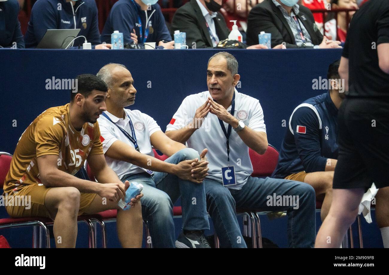 Malmo, Sweden. 15th Jan, 2023. Assistant coach Esam Abdulla of Bahrain ...