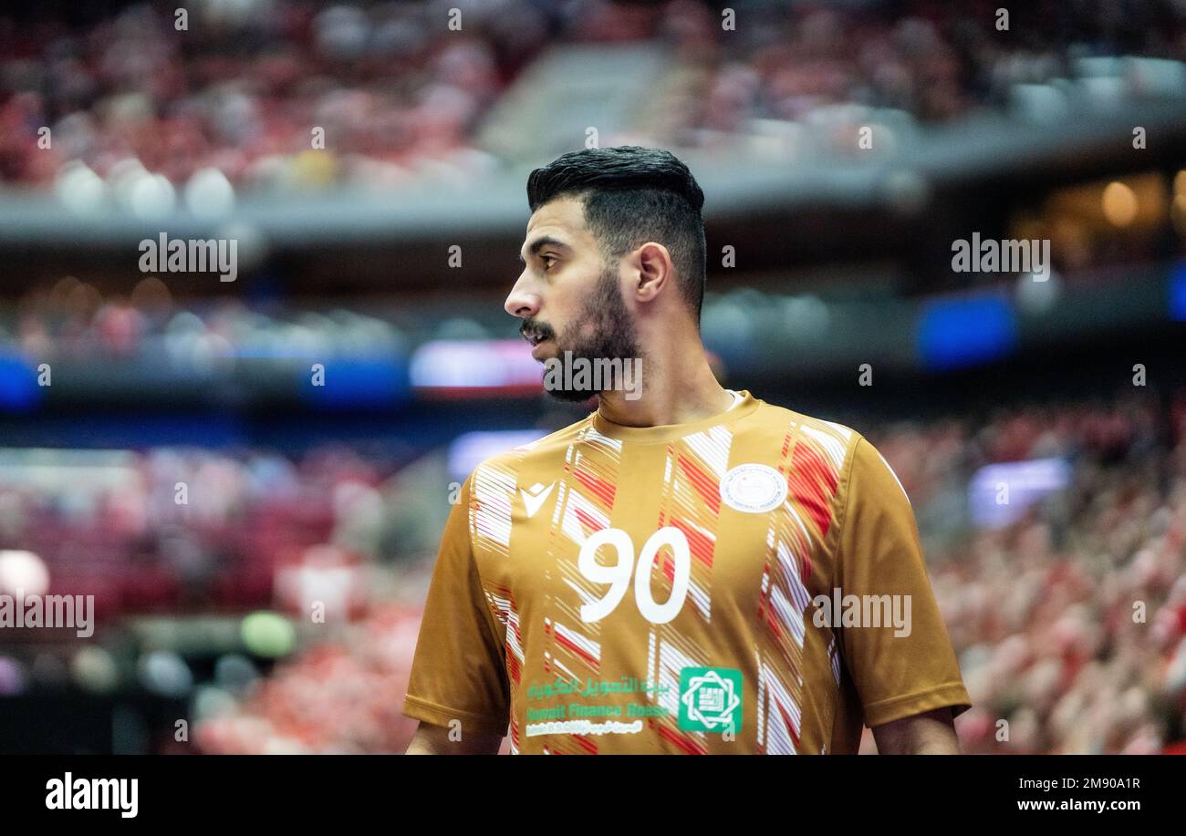 Malmo, Sweden. 15th Jan, 2023. Mahmood Mohamed (90) of Bahrain seen during the IHF World ...