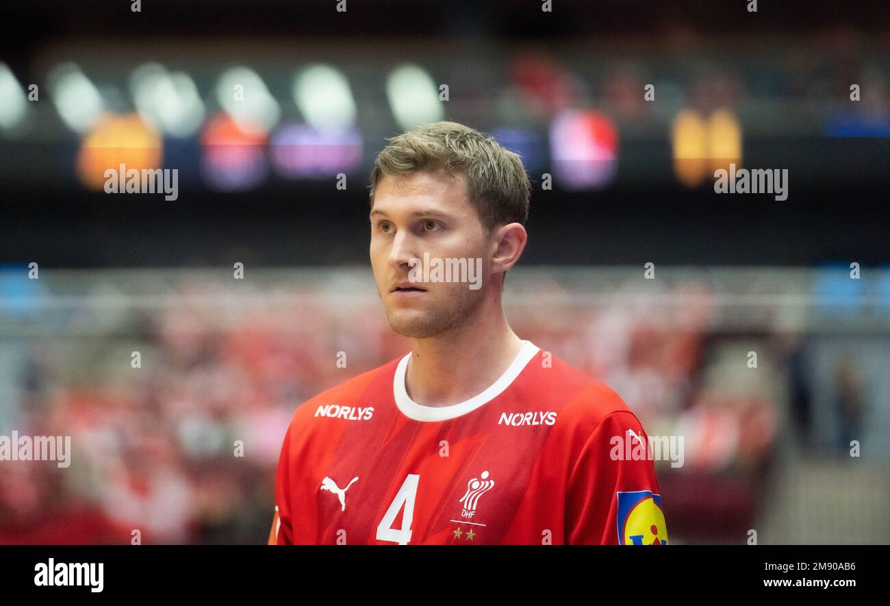 Malmo, Sweden. 15th, January 2023. Magnus Landin (4) of Denmark seen ...