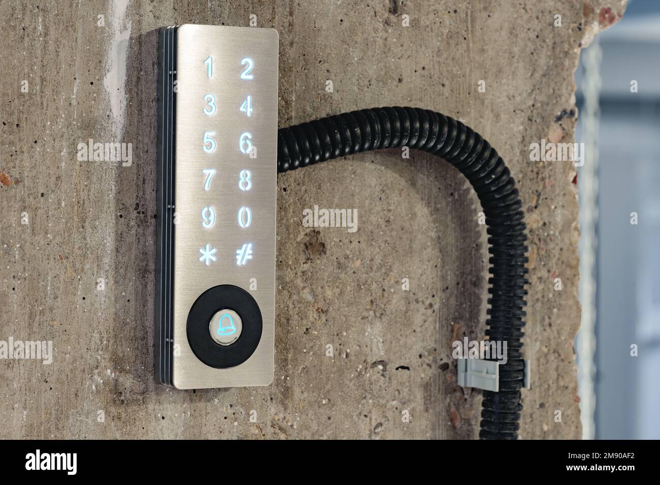 Electronic digital door lock on white office wall Stock Photo - Alamy