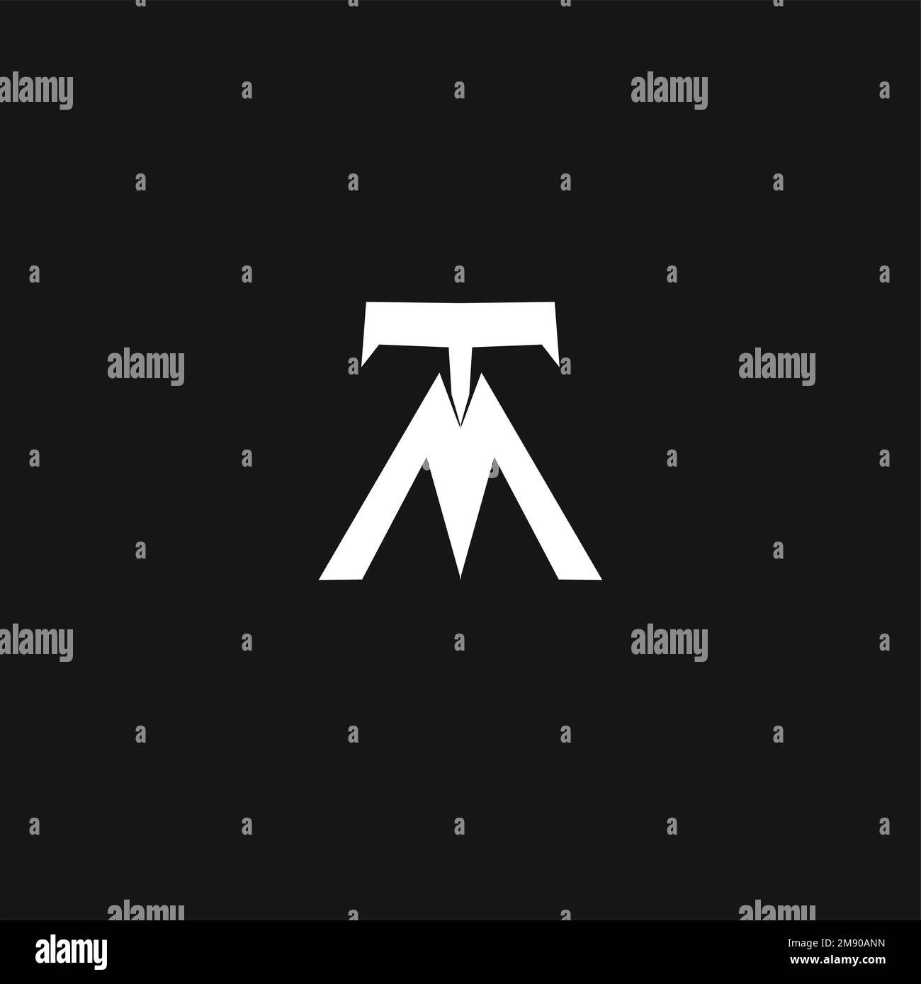 A vector of the white TM letter logo design template against a black ...