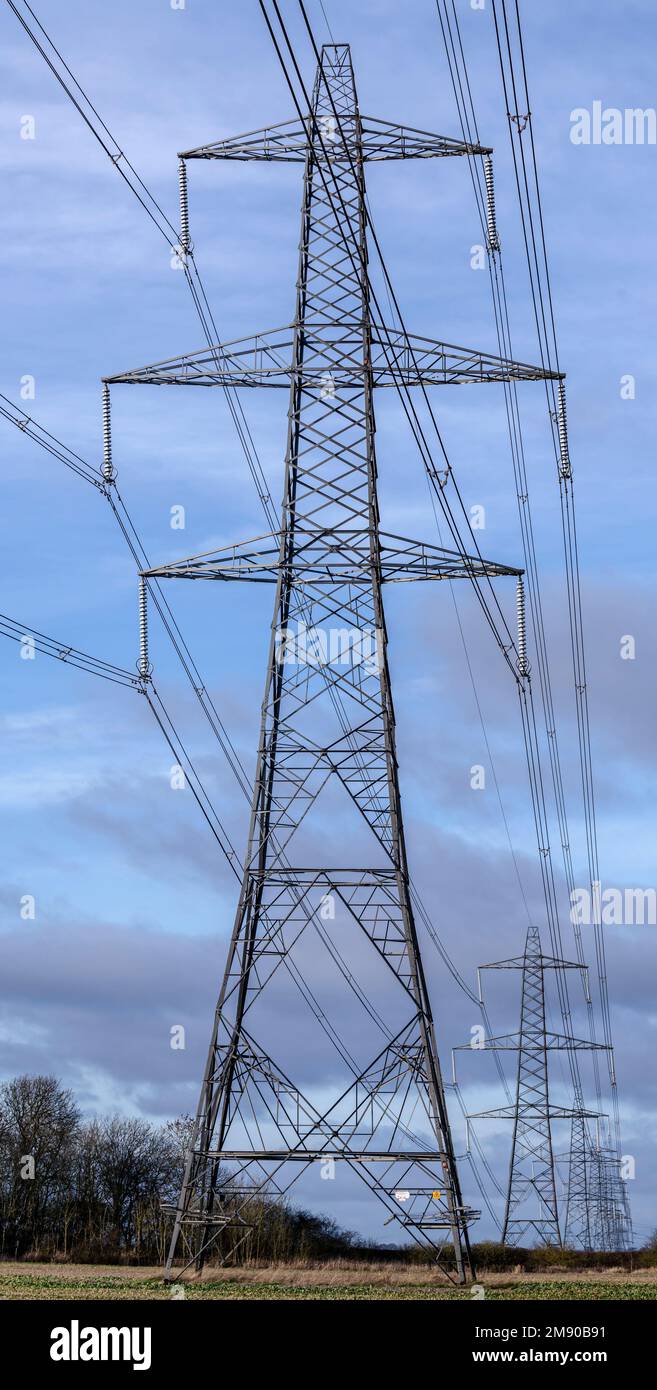 Lincolnshire, England UK - Electricity pylons running across farmland ...