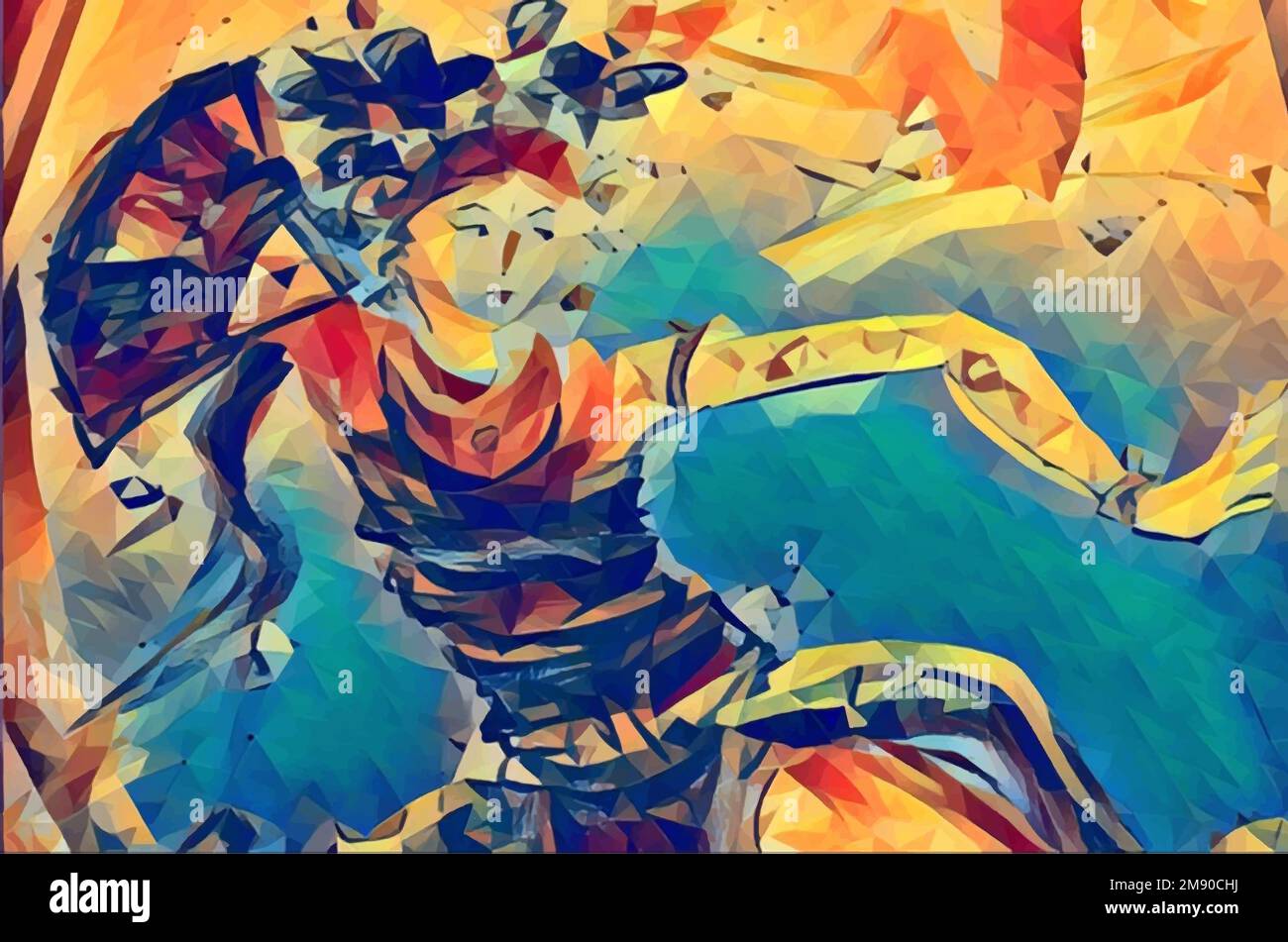A Digital art of an Asian dancer good for digital assets or multimedia ...