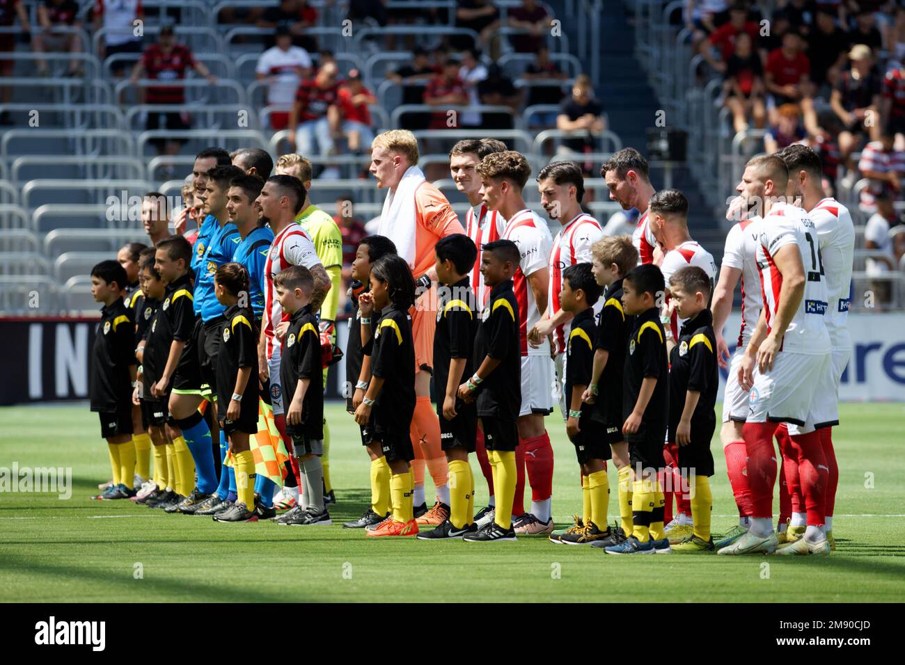 Sydney, Australia. January 15, 2023 Players and Referees line up on the ...