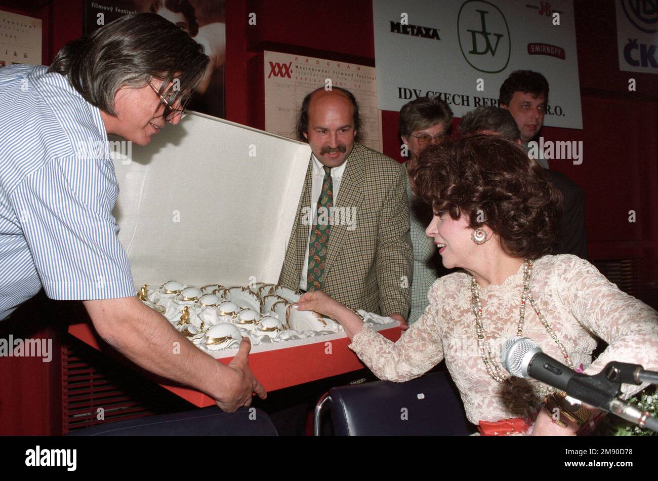***FILE PHOTO*** Italian actress Gina Lollobrigida, right, attends the ...