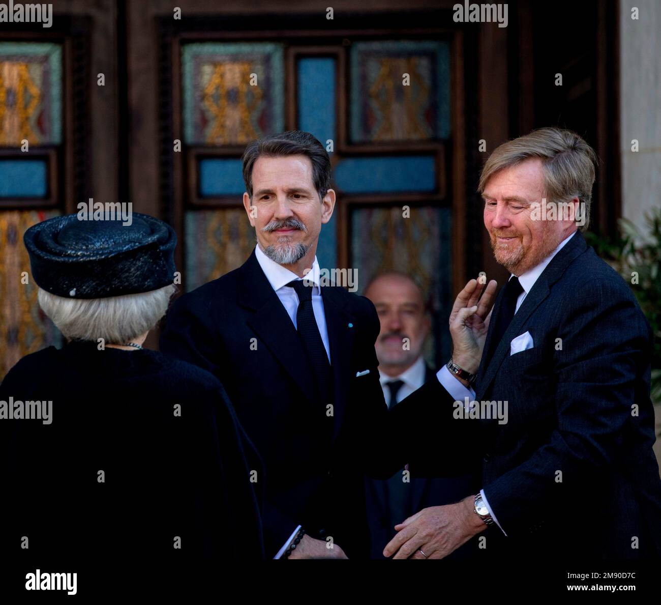 Athens, Greece. 16th Jan, 2023. King Willem-Alexander, Queen Maxima and Princess Beatrix of The ...