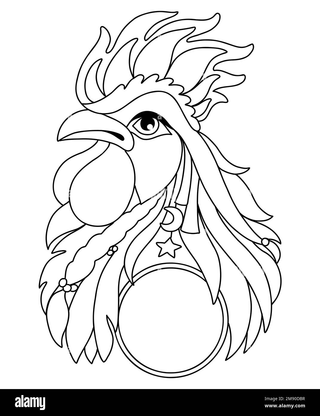 Rooster head tangle design. Hand drawn doodle vector illustration ...