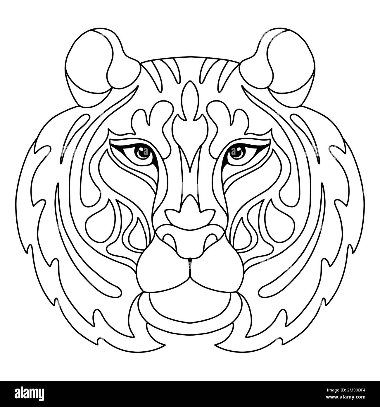 Head of tiger tangle design. Hand drawn doodle vector illustration ...