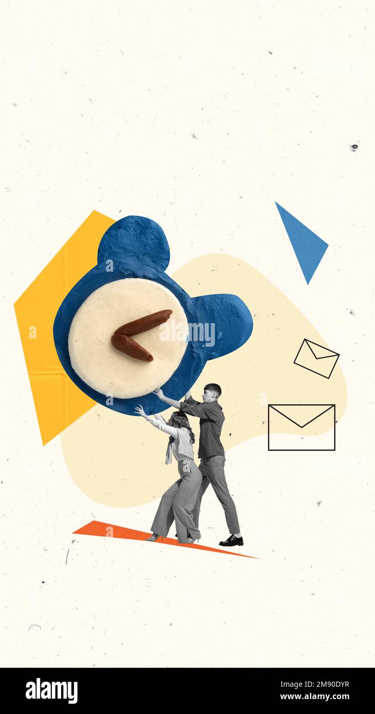 Contemporary art collage. Conceptual design. Time management and ...