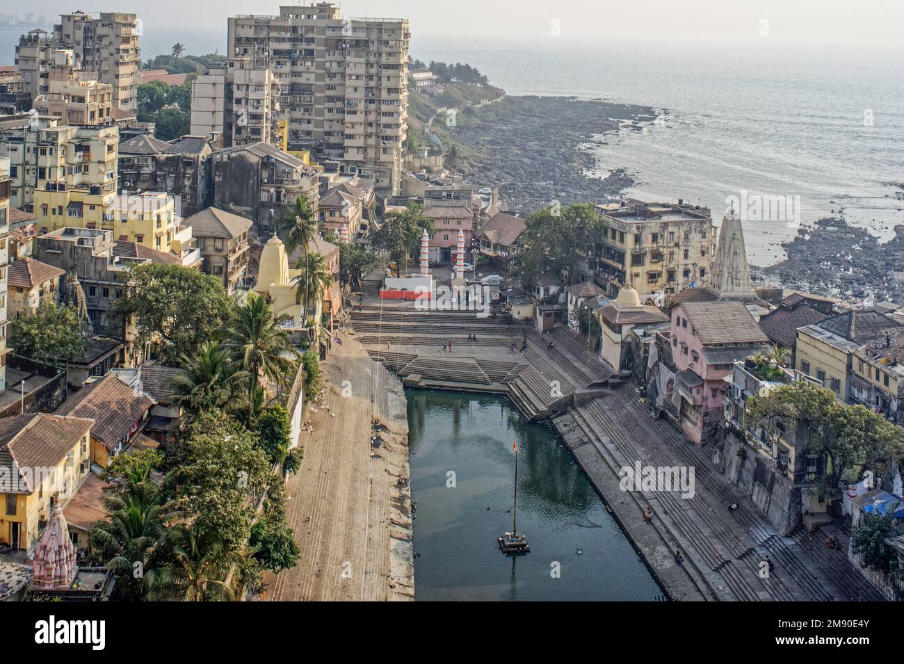 Banganga Tank and View of Arabian sea and Walkeshwar Mumbai Maharashtra ...