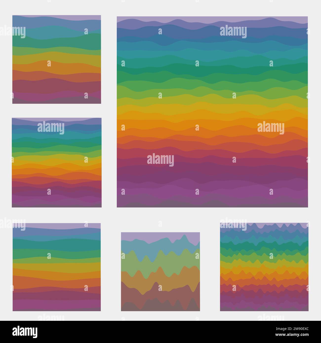 Abstract waves background collection. Curves in spectral colors ...