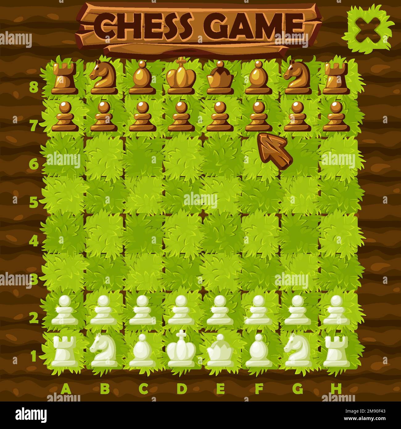 Chess game UI, Farm style chess board and set chess figures for 2D game ...
