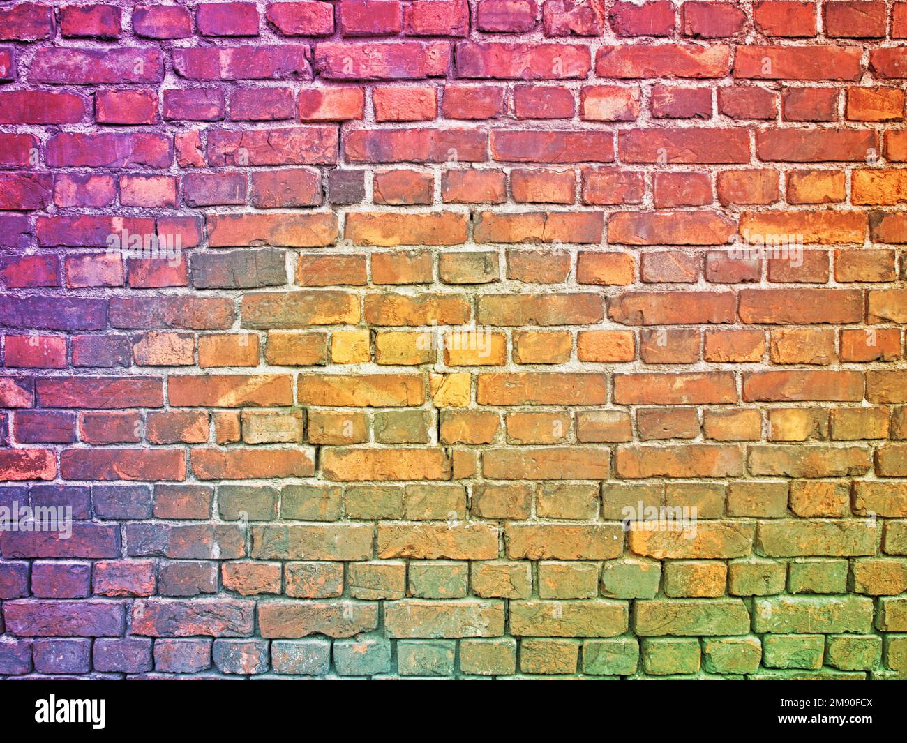 color brick wall, multi-colored masonry. rainbow background Stock Photo ...