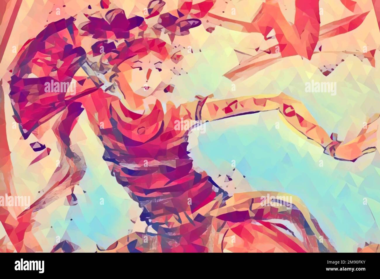 An illustration of the digital art of an Asian dancer, for digital ...