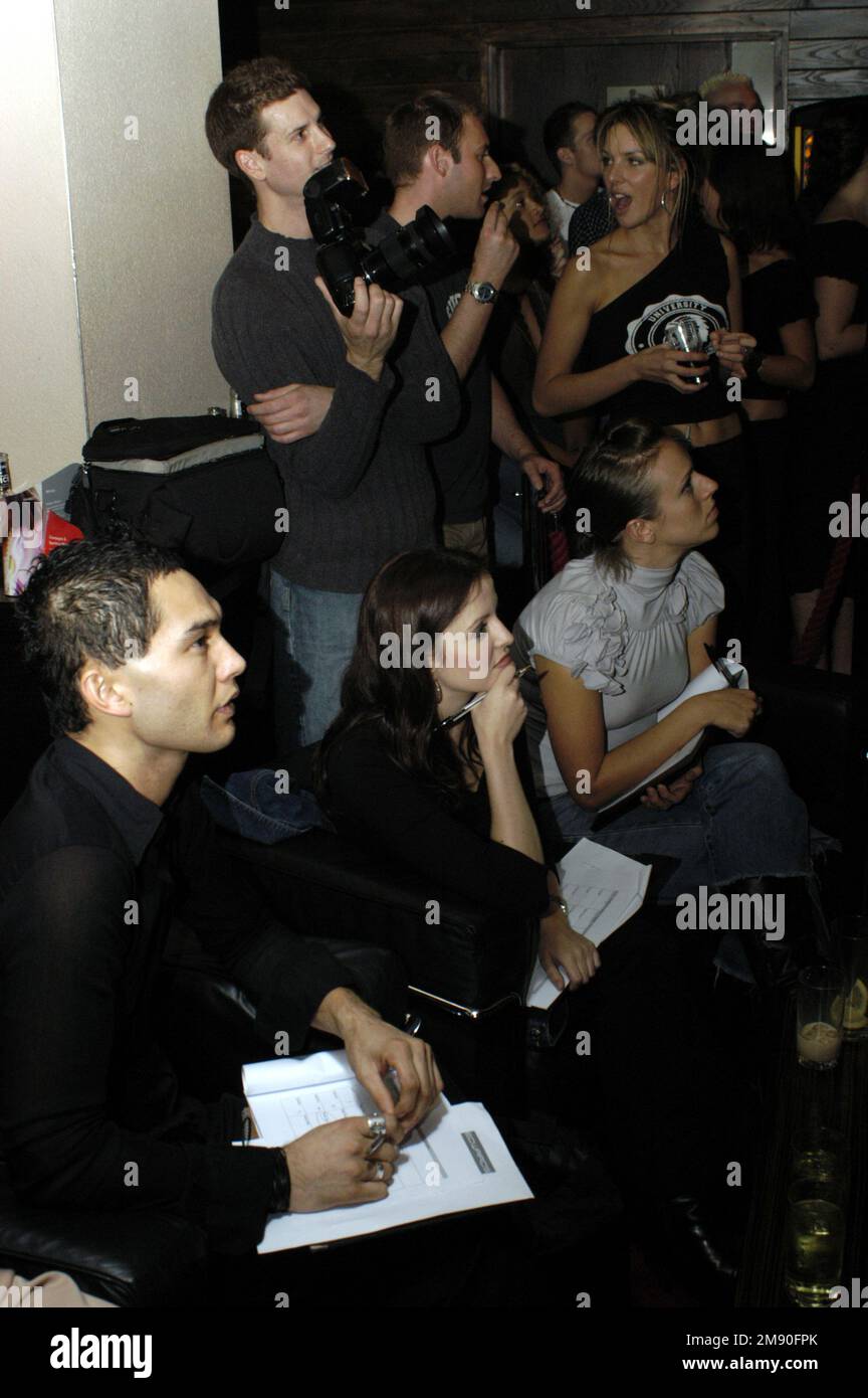 Model hopefuls at a model search competition at Edwards Club in Cardiff. judges and ...