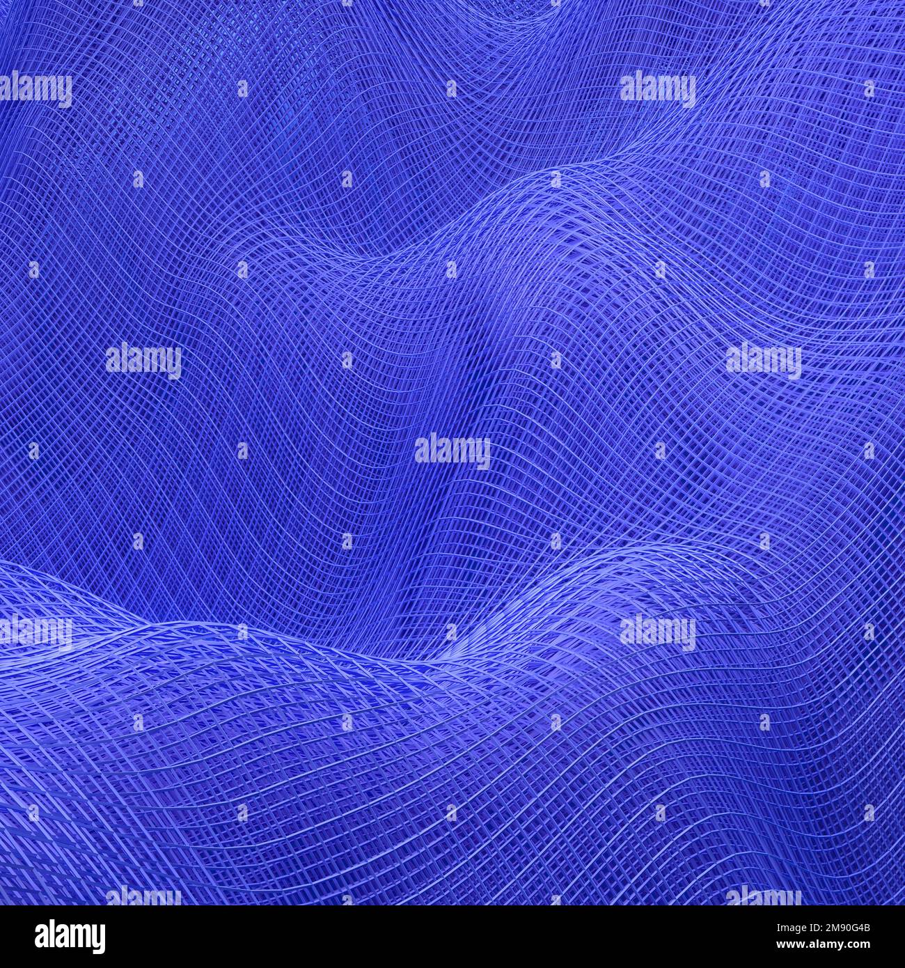 Wavy layered abstract grid structure colored in blue Stock Photo - Alamy