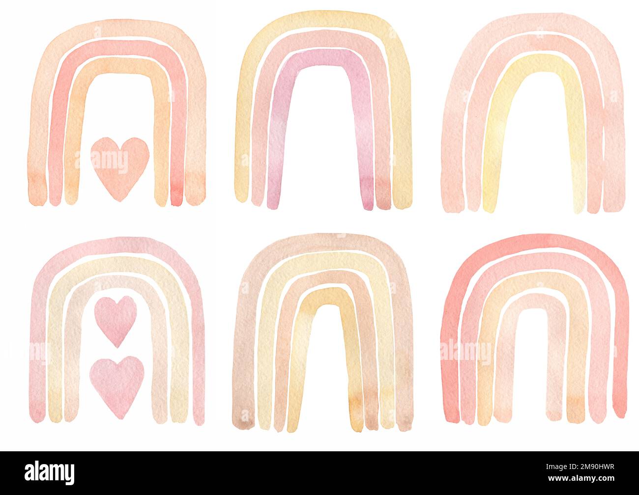 Watercolor Beige Boho Rainbow illustration, Delicate Modern Rainbow ...