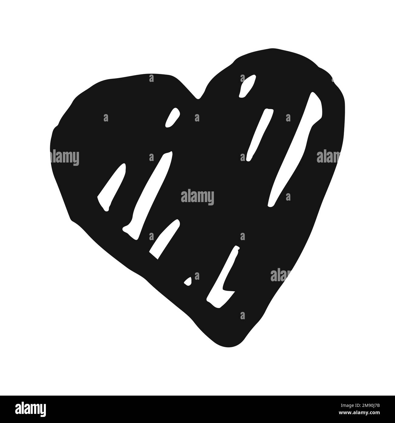 Heart shaped tangled grungy scribble hand painted with ink Stock Vector ...