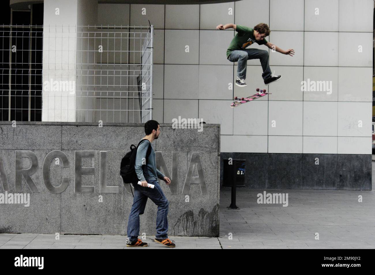 Kids practice their skateboard moves outside the Museum of Modern Art ...