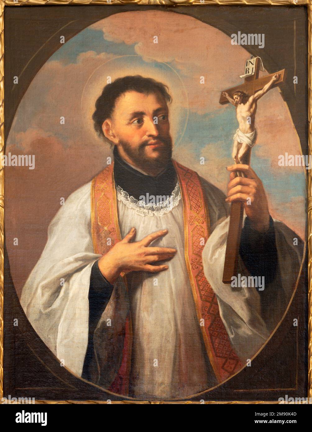 LUZERN, SWITZERLAND - JUNY 24, 2022: The painting of St. Francis Xavier ...