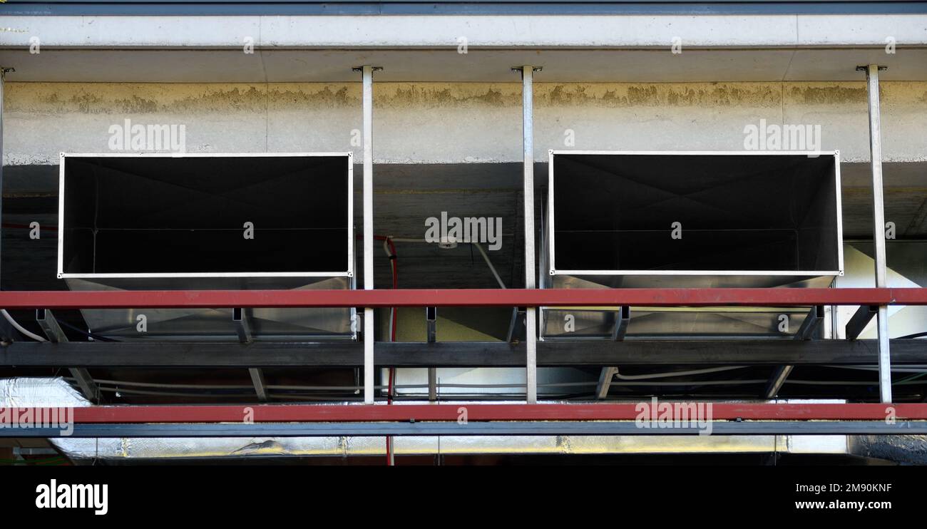 Industrial air duct ventilation equipment and pipe systems installed on ...