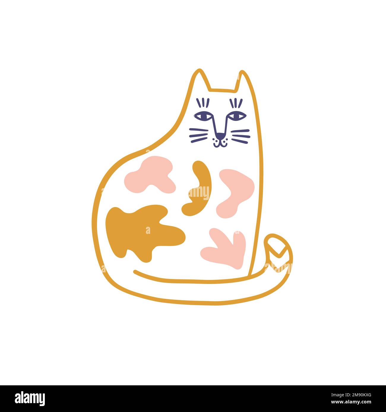 Artistic Hand drawn Cat character in Vintage retro style Stock Vector ...