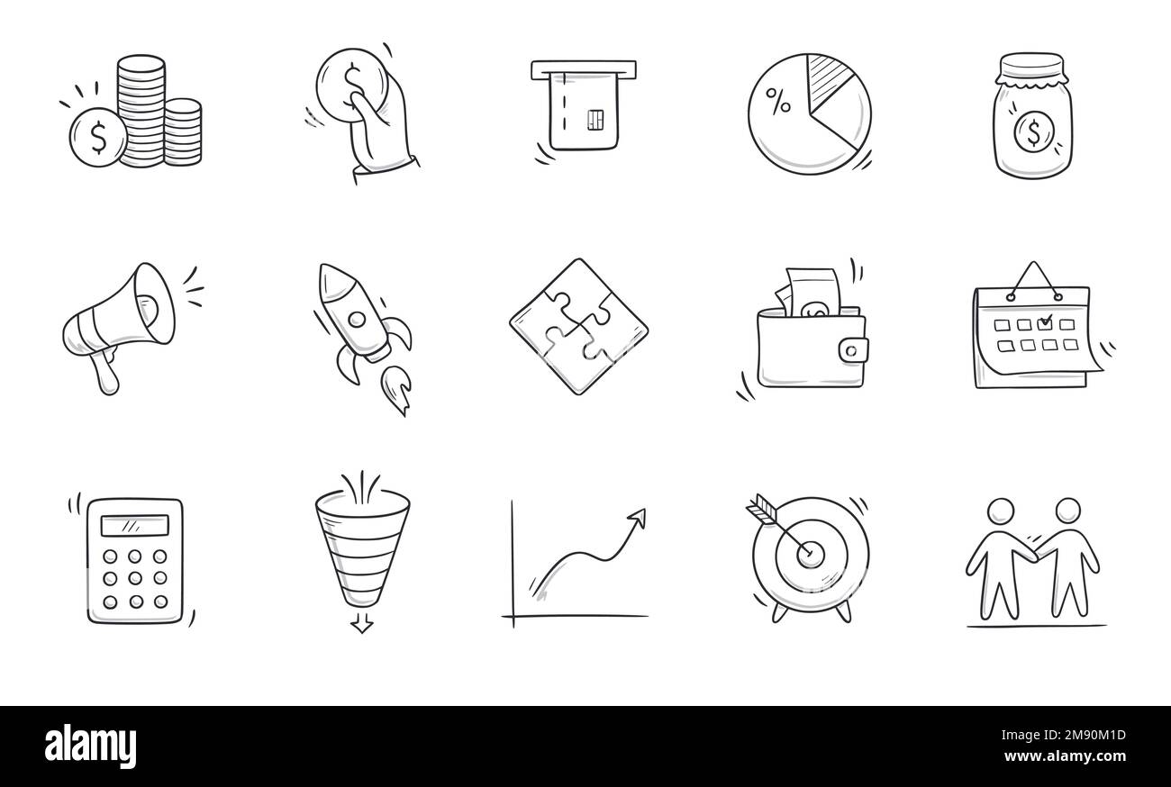 Business doodle icon. Finance, money, investment hand drawn sketch ...