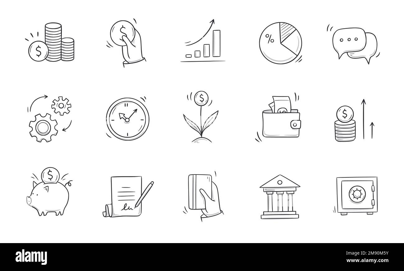 Business doodle icon. Finance, money, investment hand drawn sketch ...