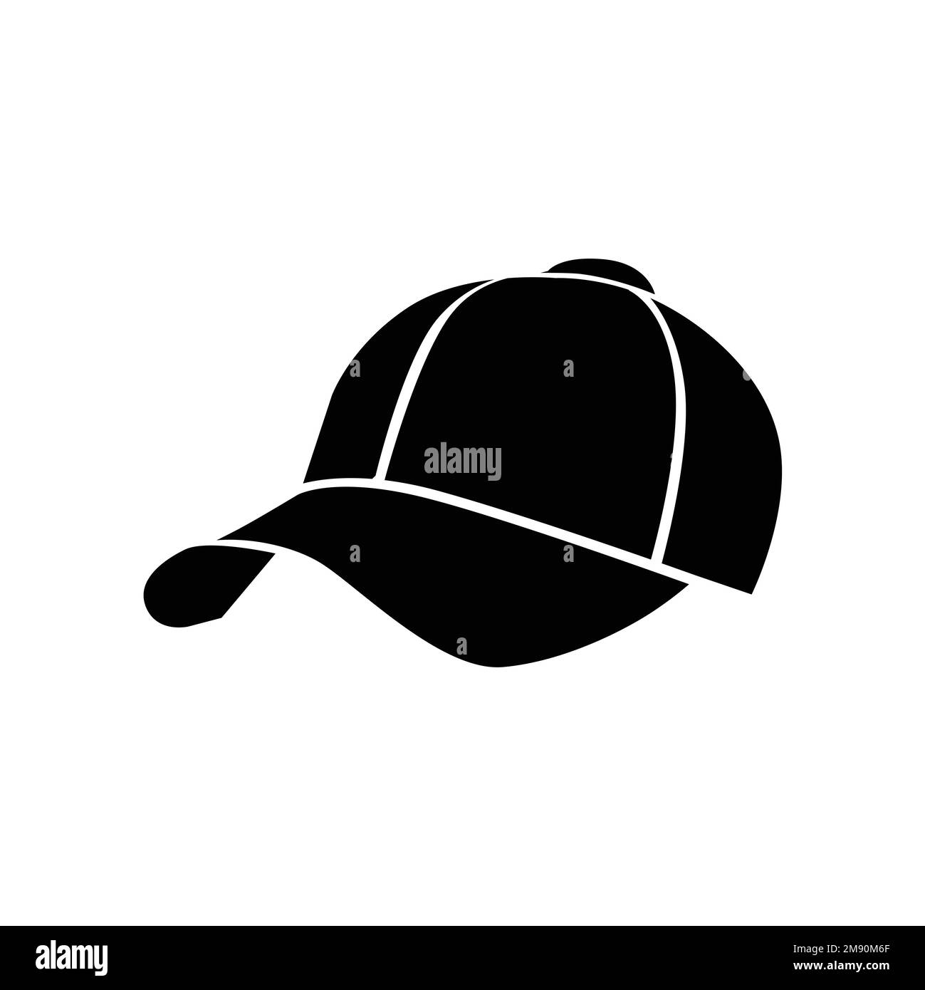 Baseball cap silhouette. Fashionable black hat with sun visor Stock ...