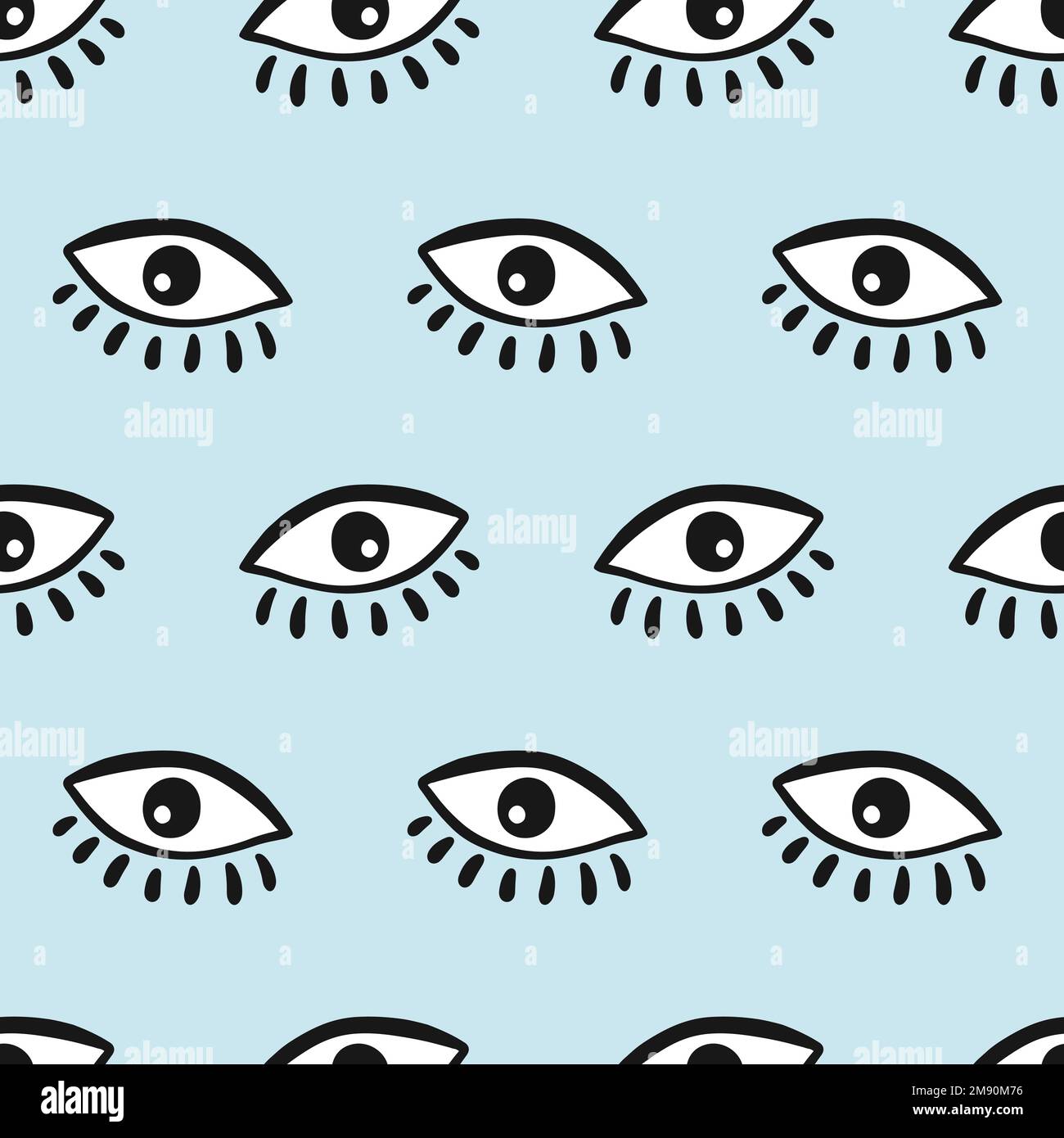 Eye seamless pattern. Vector hand drawn wink, open eyes Stock Vector ...
