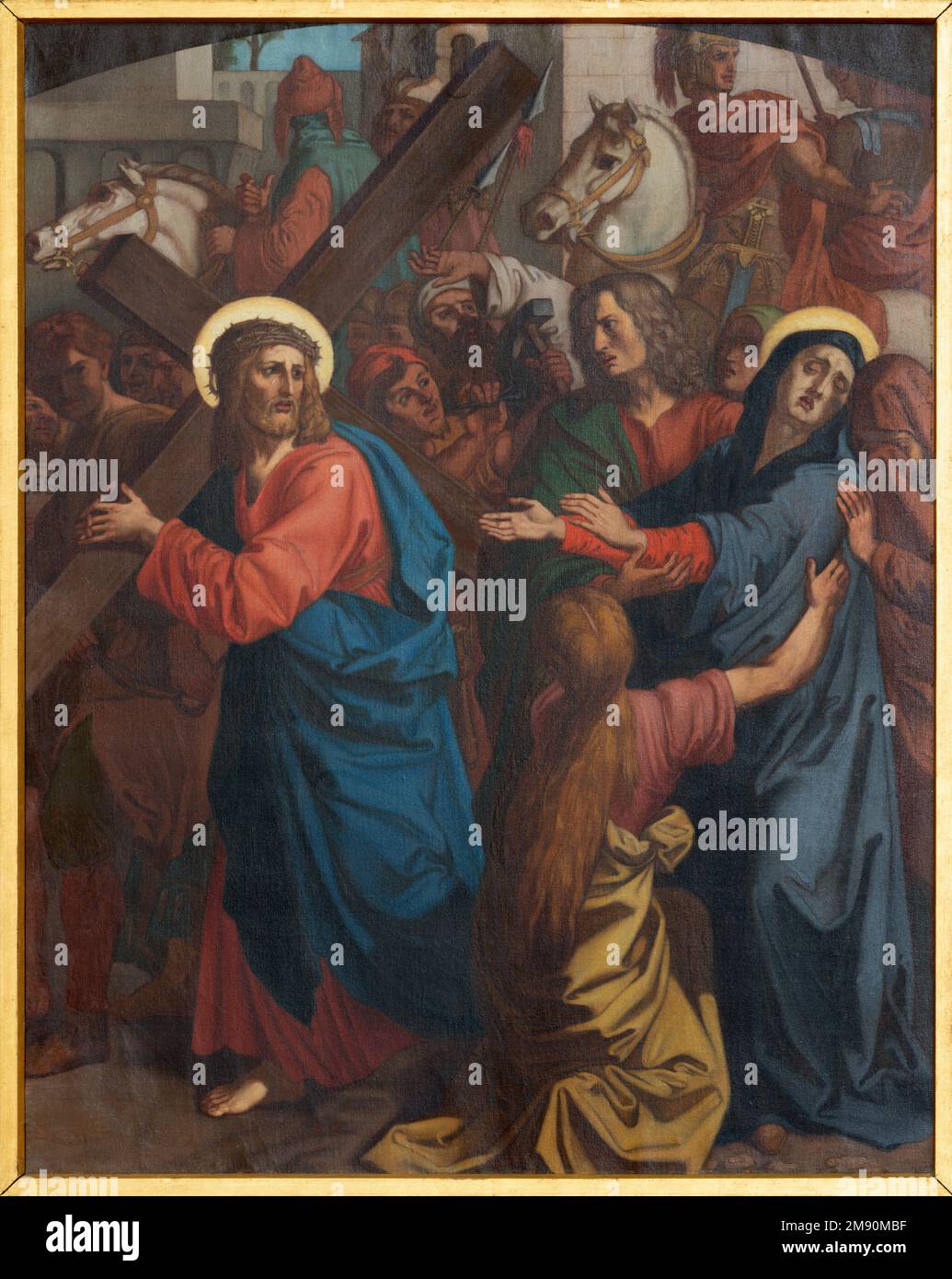 LUZERN, SWITZERLAND - JUNY 24, 2022: The painting of Jesus meet his ...