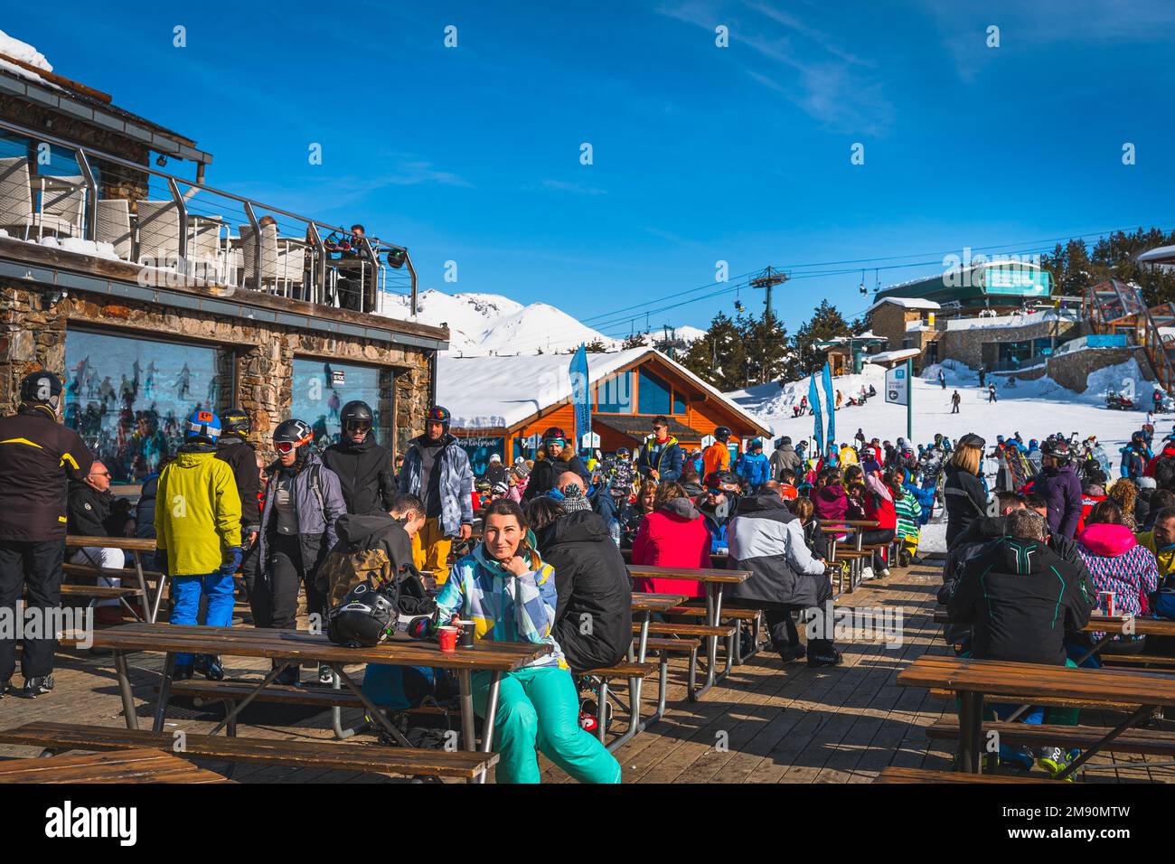 El Tarter, Andorra, Jan 2020 Bars and Restaurants on the ski slope ...