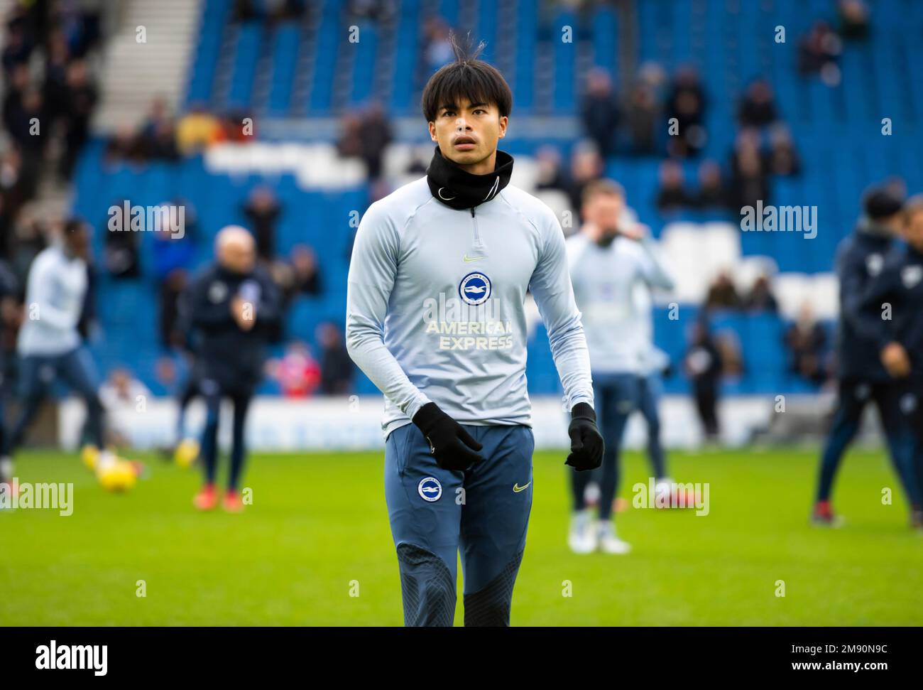 Kaoru Mitoma warms up before the Brighton v Liverpool Premiership match ... Kaoru Mitoma warms up before the Brighton v Liverpool Premiership match ...