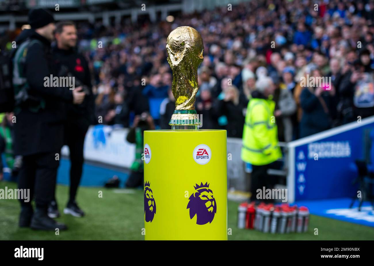 Replica World Cup on display before the Brighton v Liverpool game 14th ...