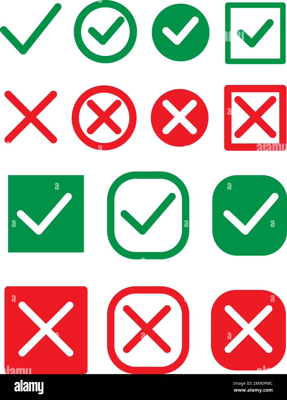 Red check mark cross signs Stock Vector Images - Alamy