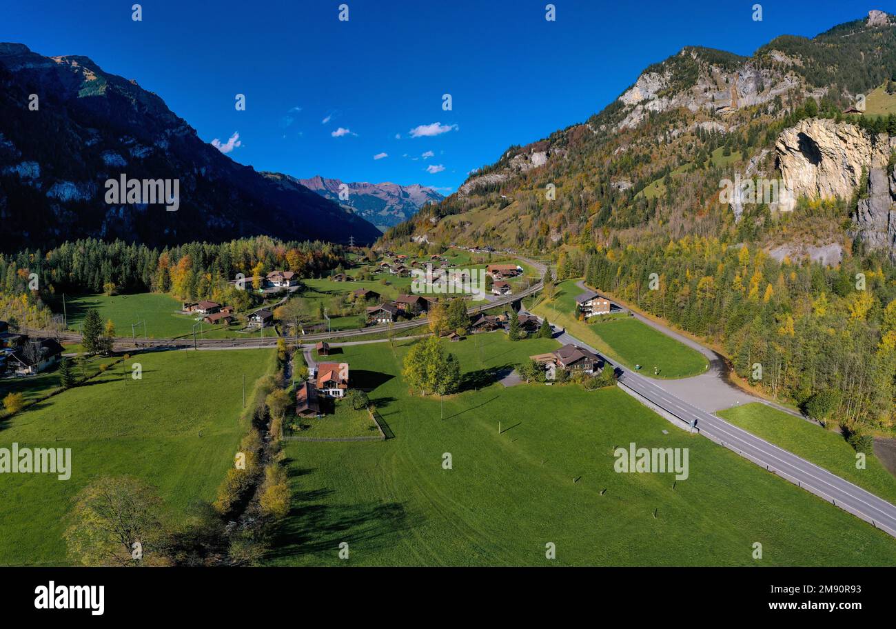 The small city of Mitholz in the Kandertal in the Bernese Alps in ...