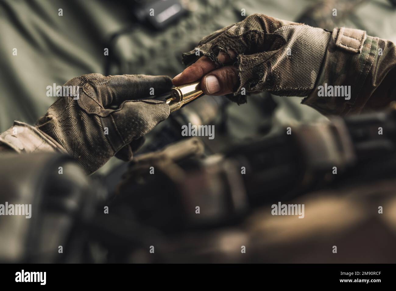 Close up picture of a soldier with weapon Stock Photo - Alamy