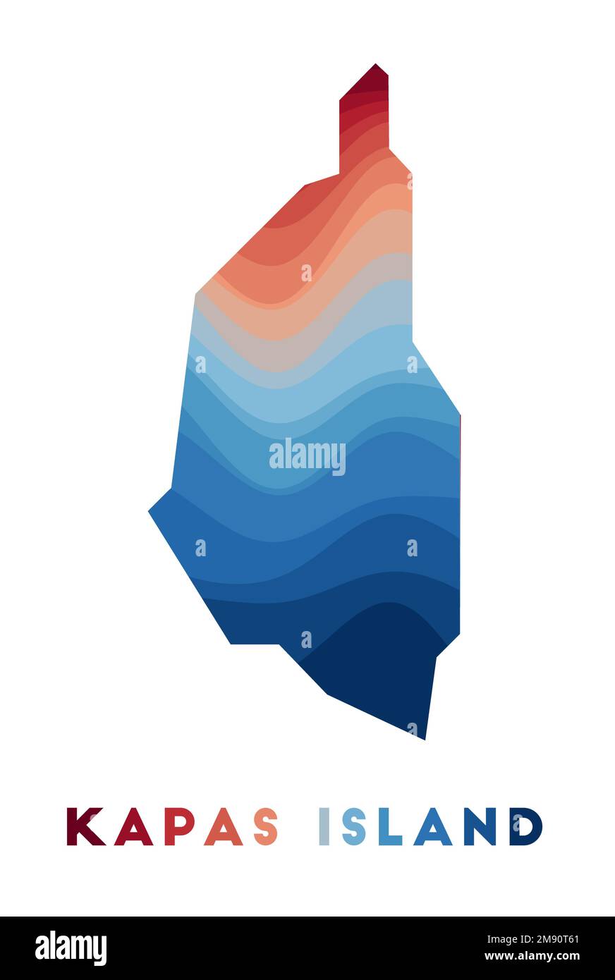 Kapas Island map. Map of the island with beautiful geometric waves in ...