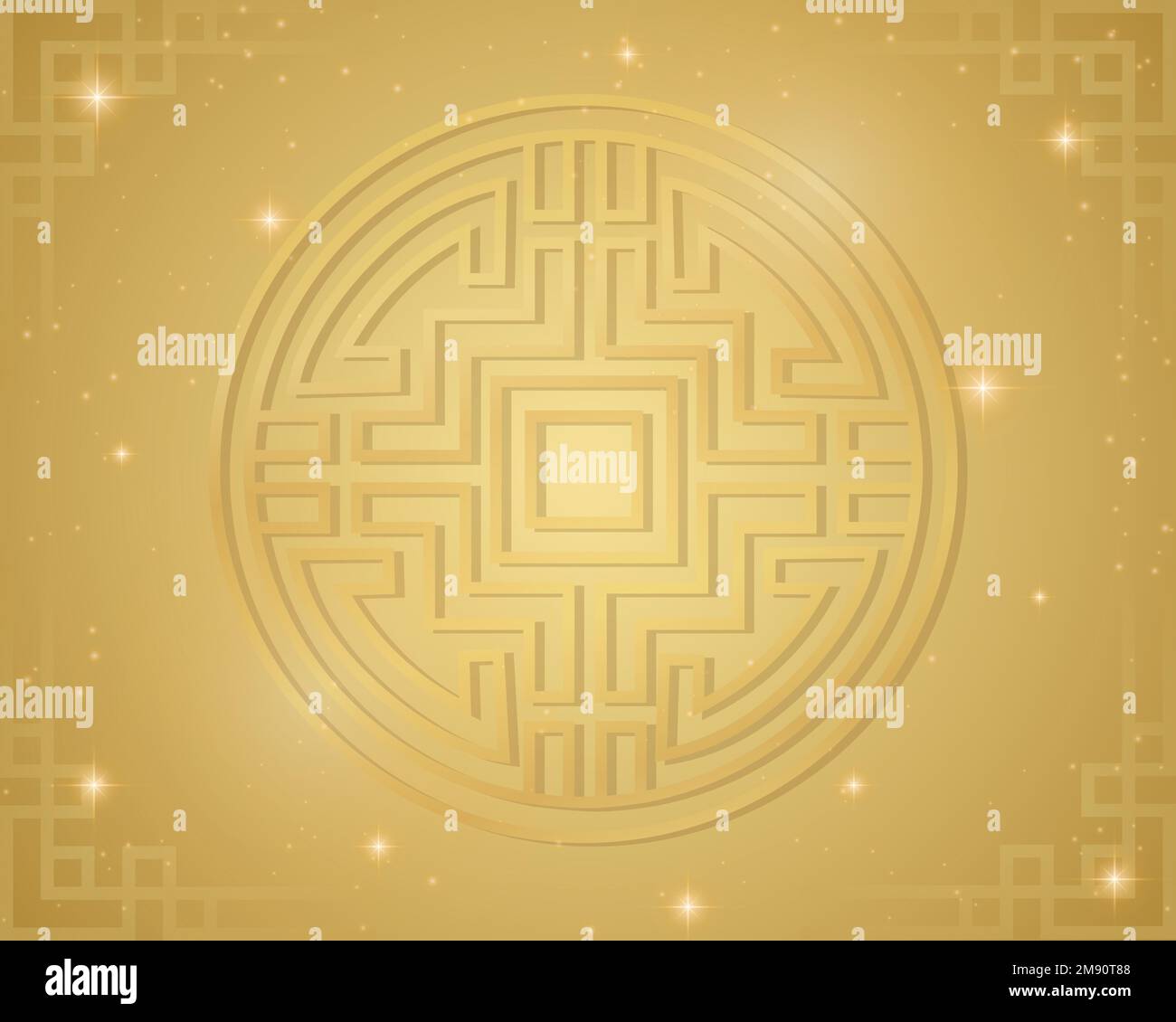 Golden chinese coin background with lights for celebrate Chinese New ...