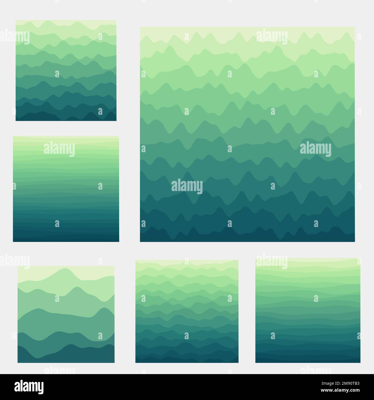 Abstract waves background collection. Curves in emerald colors ...