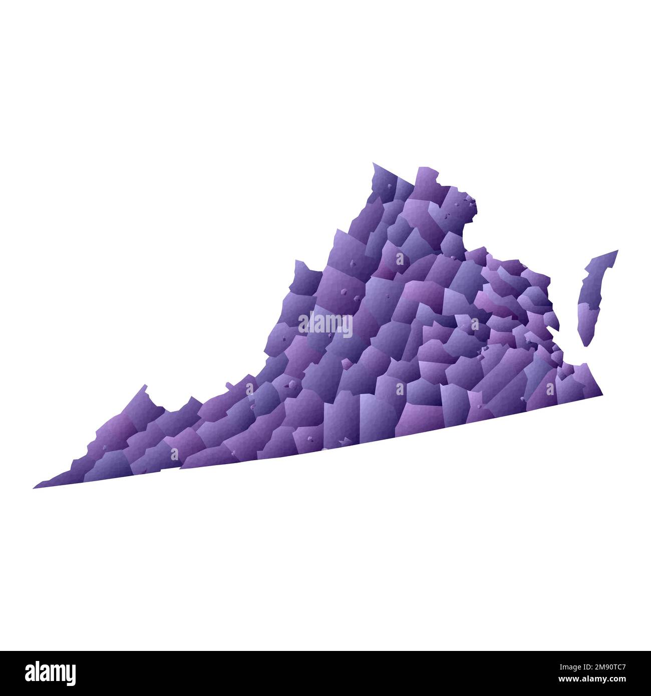 Virginia map. Geometric style US state outline with counties. Extra ...